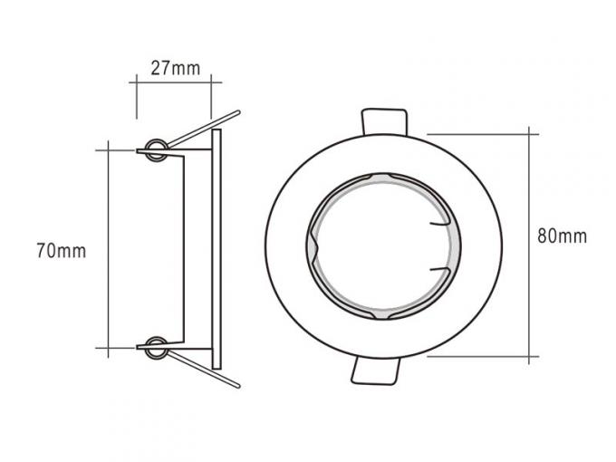 Oval Pin Hole 80mm 240V Halogen Gu10 Downlight Fitting